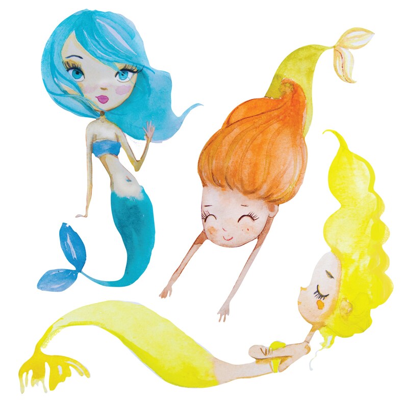 Mermaid Wall Decals Cute Playful Mermaids Fabric Wall Decals - Etsy