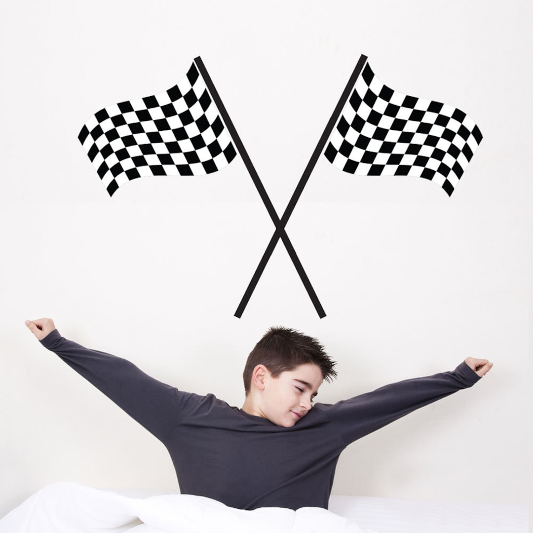 Large Racing Checkered Flags Wall Decals Removable and Reusable Eco ...