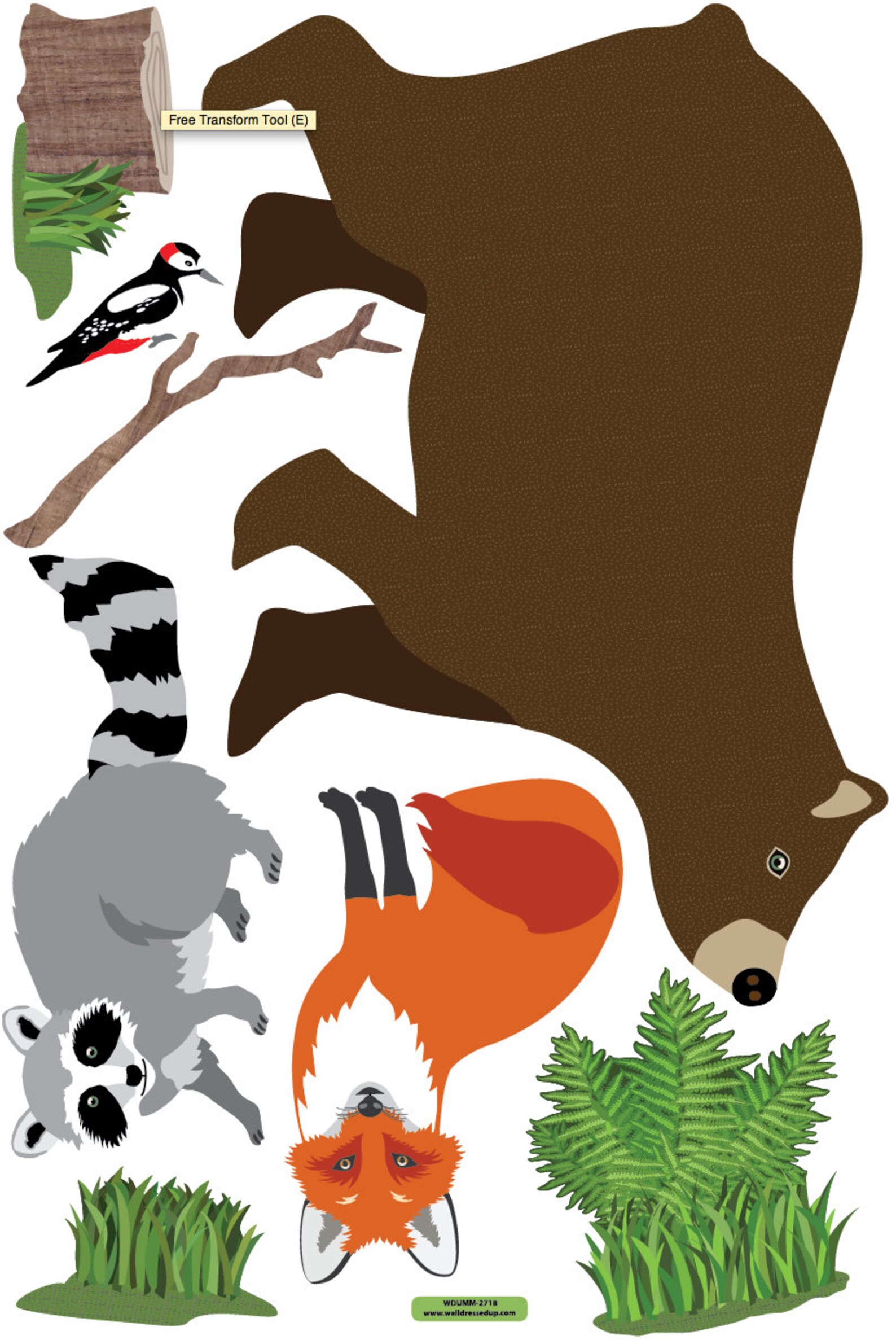 Woodland Decals Woodland Animals Wall Decal Forest Mural 7 Ft | Etsy