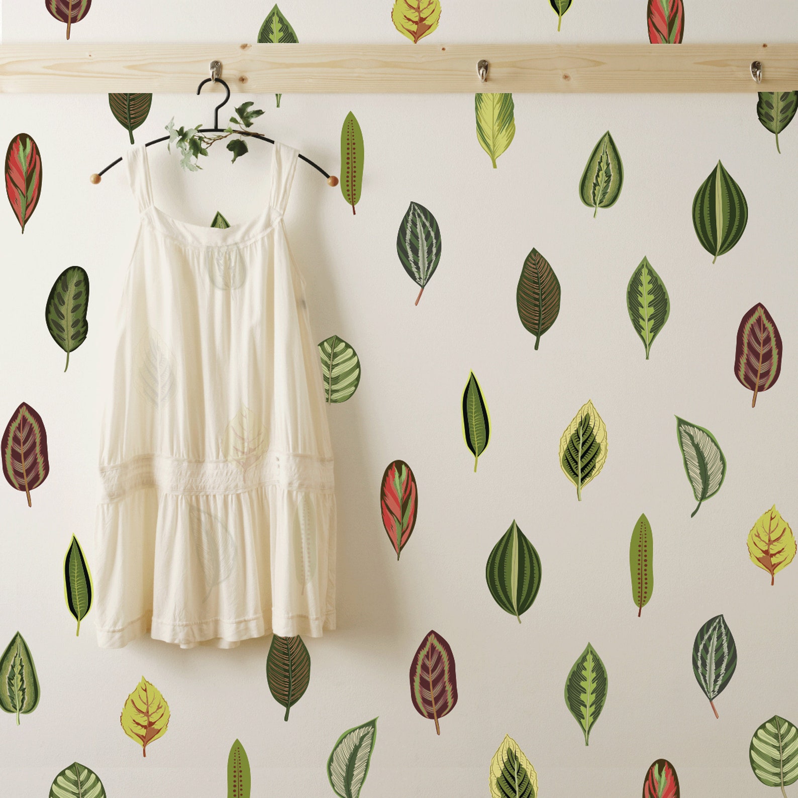 Leaf Wall Decals Botanical Leaf Wall Stickers Autumn Leaves Etsy