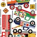 Wall Decals Cars, Trucks, EMS Vehicle and Construction Vehicles, Gray ...