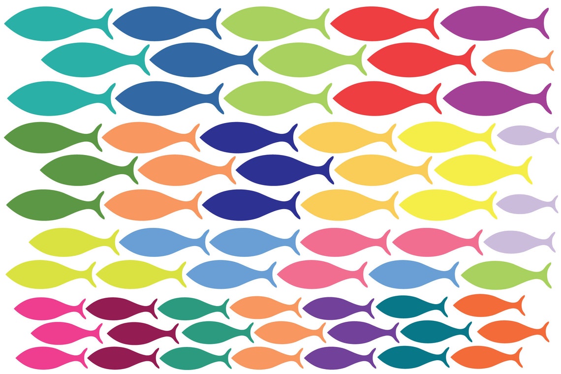 Rainbow Fish Wall Decals Kids Wall Stickers School of Fish - Etsy