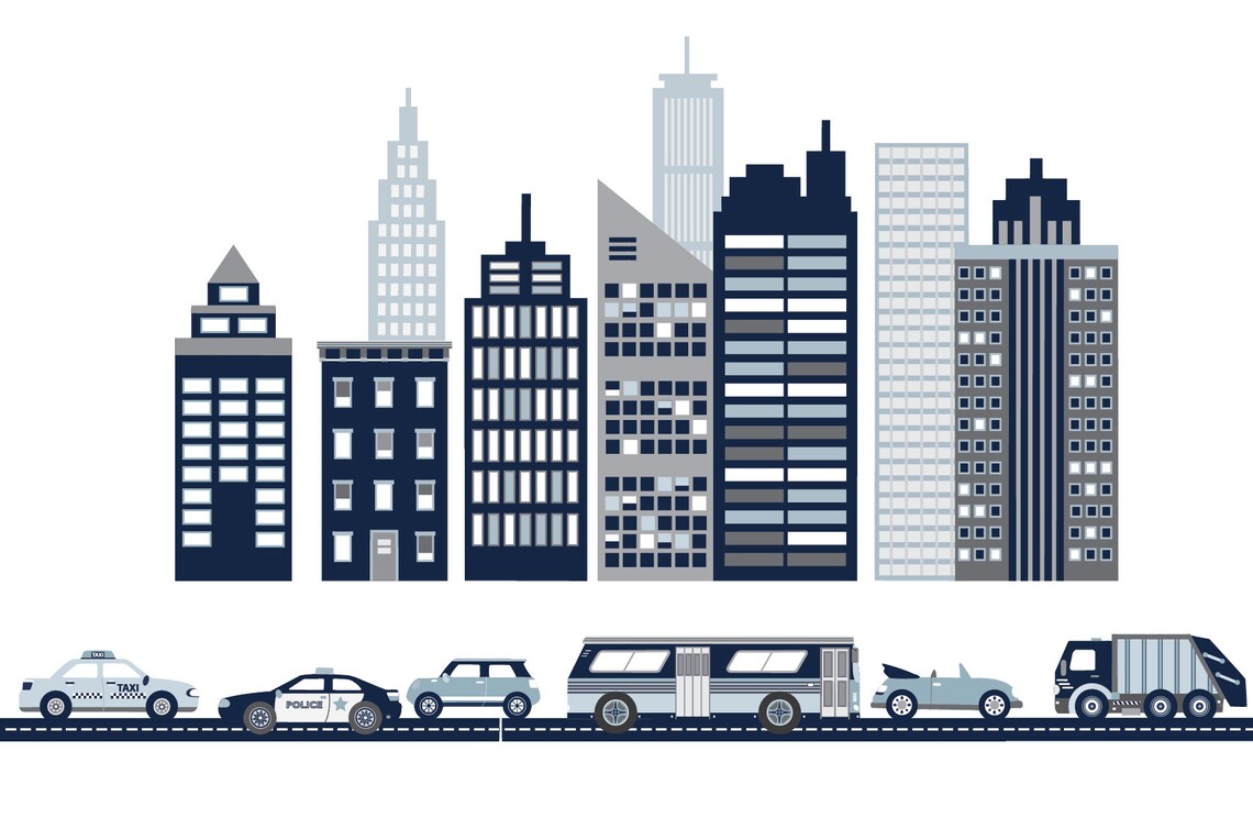 Cityscape Wall Decal Skyscraper Decals City Skyline Wall - Etsy