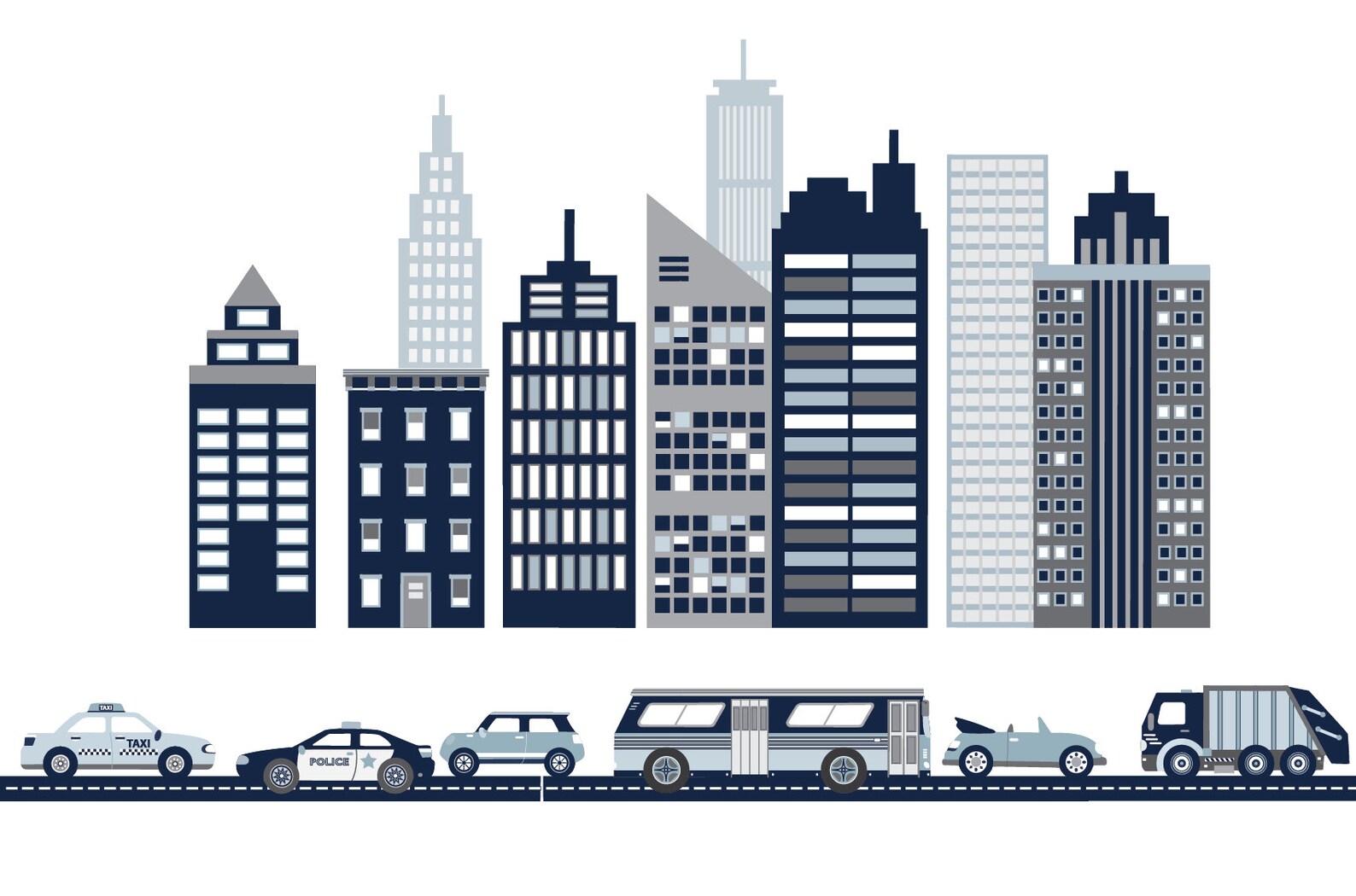 Cityscape Wall Decal Skyscraper Decals City Skyline Wall - Etsy