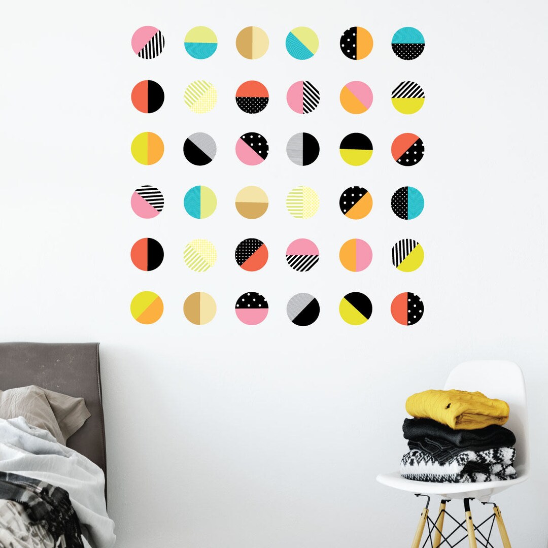 Color Pop Polka Dot Wall Decal, 36 Confetti Patterned Wall Decals ...