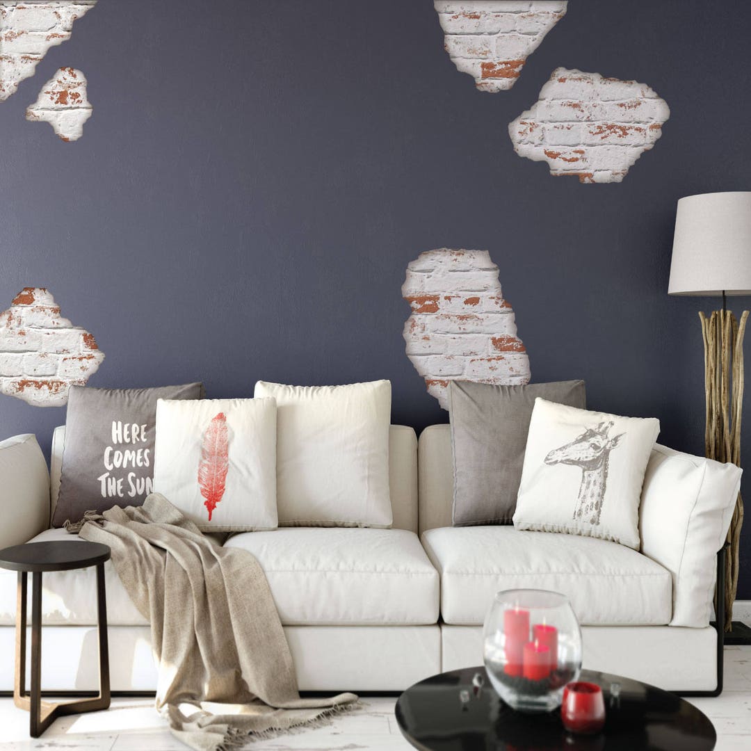 Faux White Brick Breakaway Wall Decals, Removable & Reusable Peel and ...