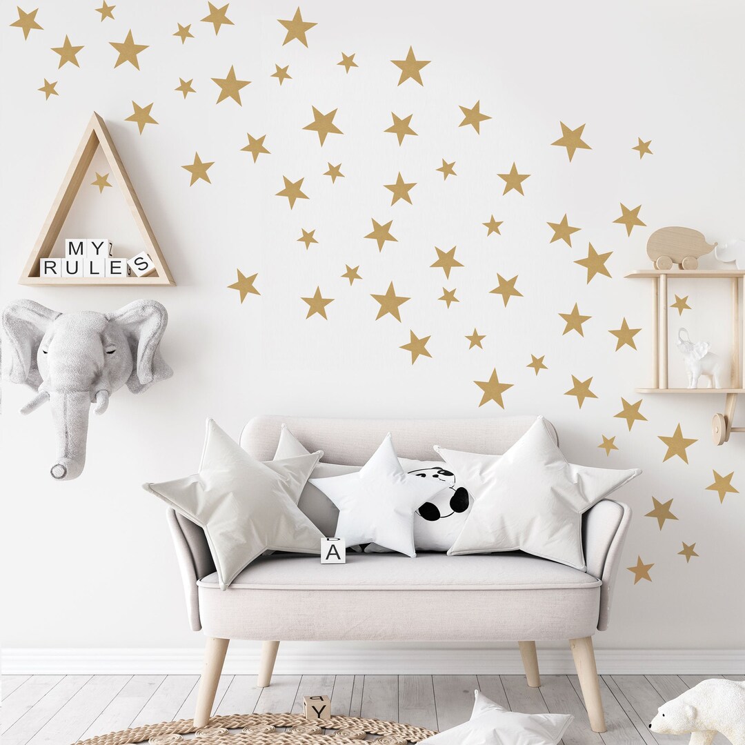 Star Wall Decals Silver Decals or Gold Star Decals Metallic Multi-sized ...