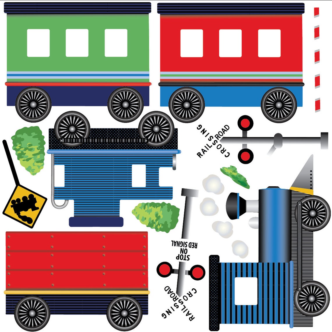 Train Wall Decal 2 Freight Train Wall Decals Train Station - Etsy