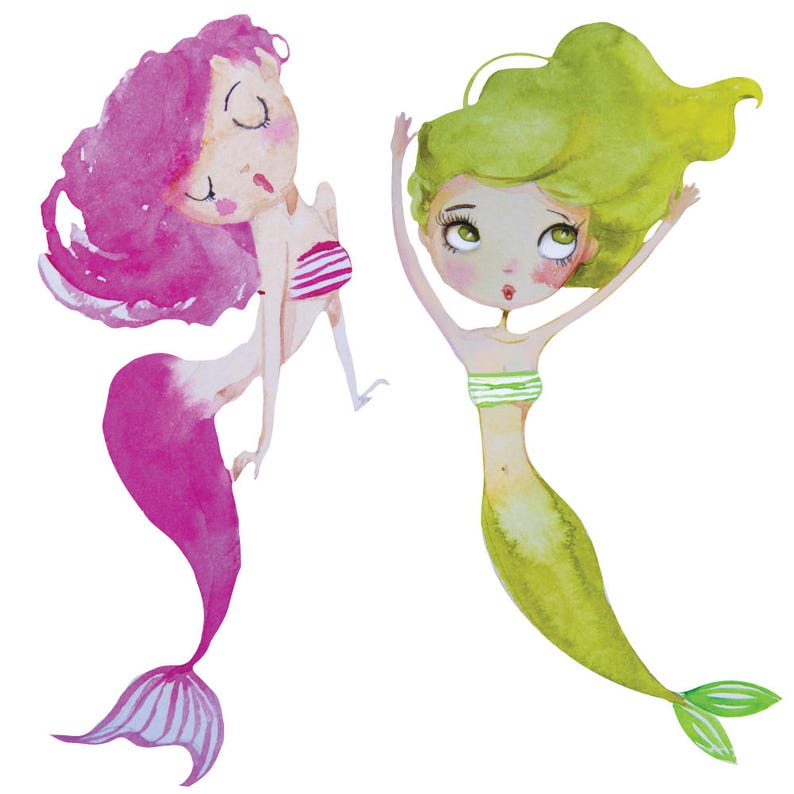 Mermaid Wall Decals Cute Playful Mermaids Fabric Wall Decals - Etsy