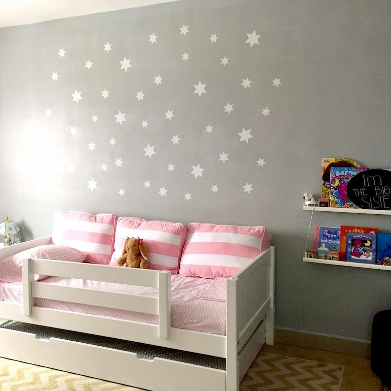 White Stars Wall Decals, Fabric Eco-friendly Peel and Stick Removable ...