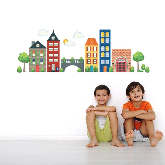 Busy Transportation Town Wall Decals Removable & Reusable - Etsy
