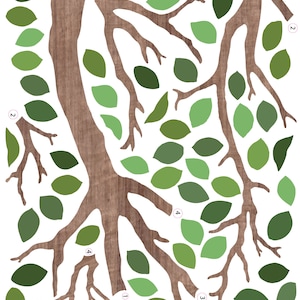 Tree Branch Wall Decal With Leaves, Branch Wall Sticker Bird Wall Decal ...