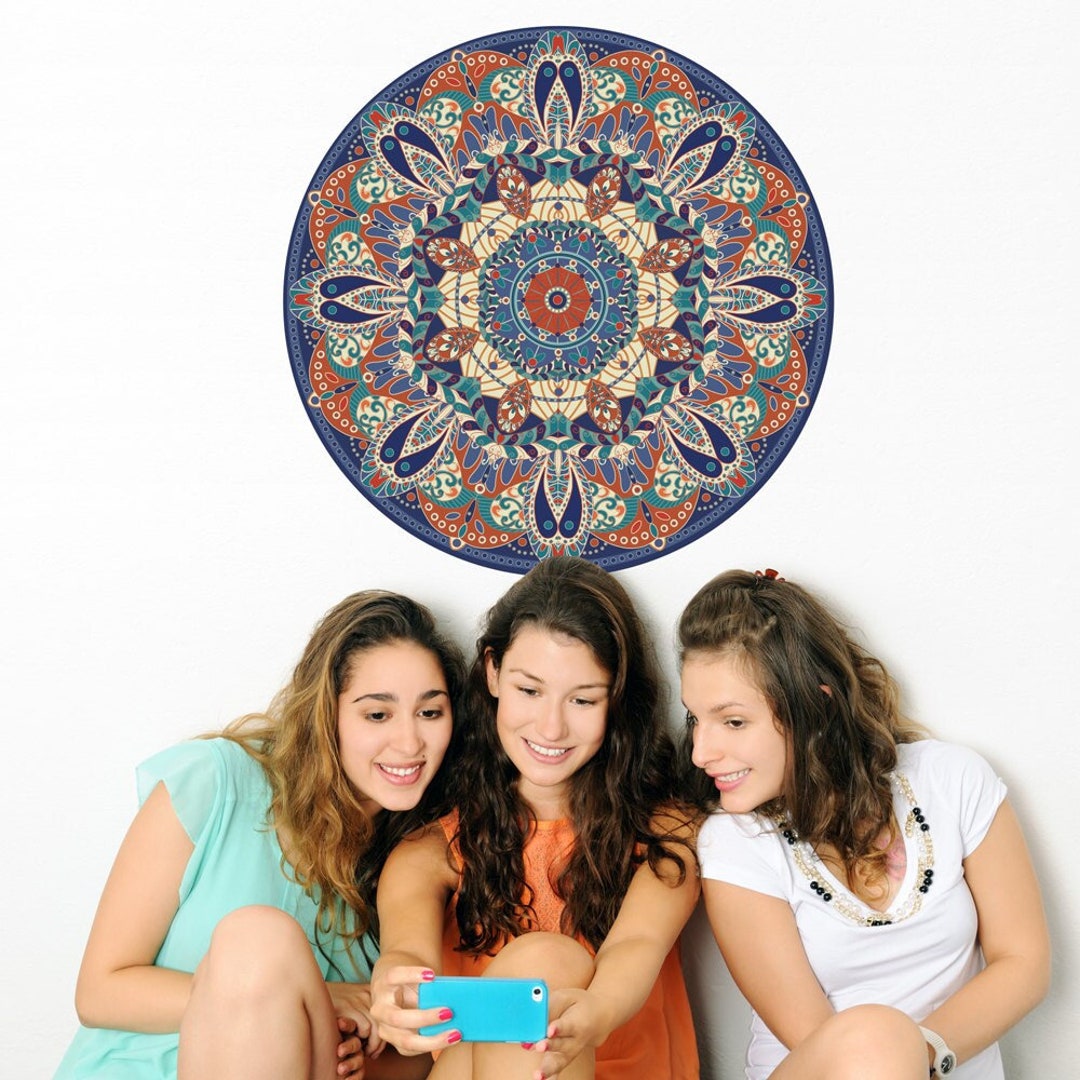Tapestry Boho Mandala Fabric Wall Decal Removable and Reusable 24" or ...