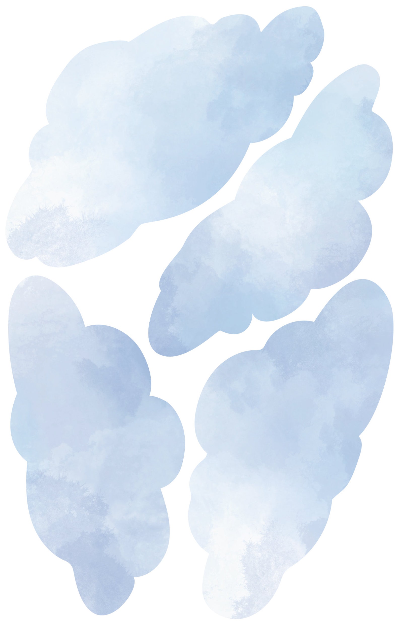 Large Blue Clouds Wall Decals, Watercolor Cloud Wall Stickers, Fabric ...