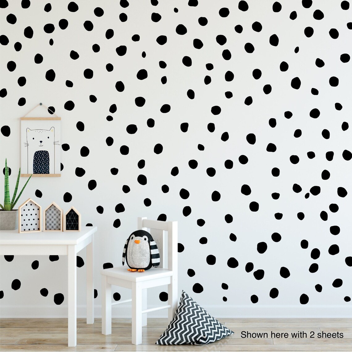 Black Dot Decals Black Polka Dot Wall Decals Irregular Dot - Etsy