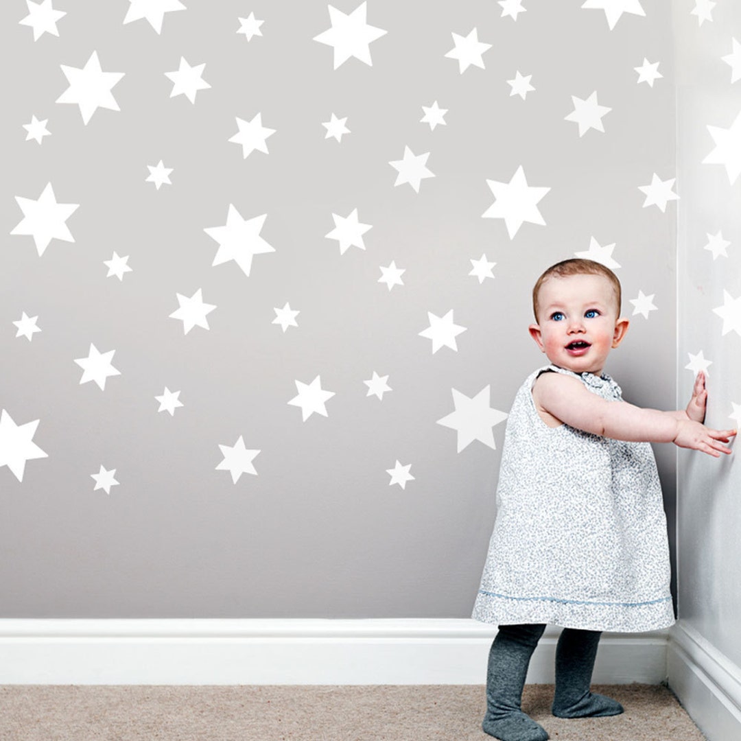 49 White Star Wall Decals Stickers, White Stars Decals, Removable and ...