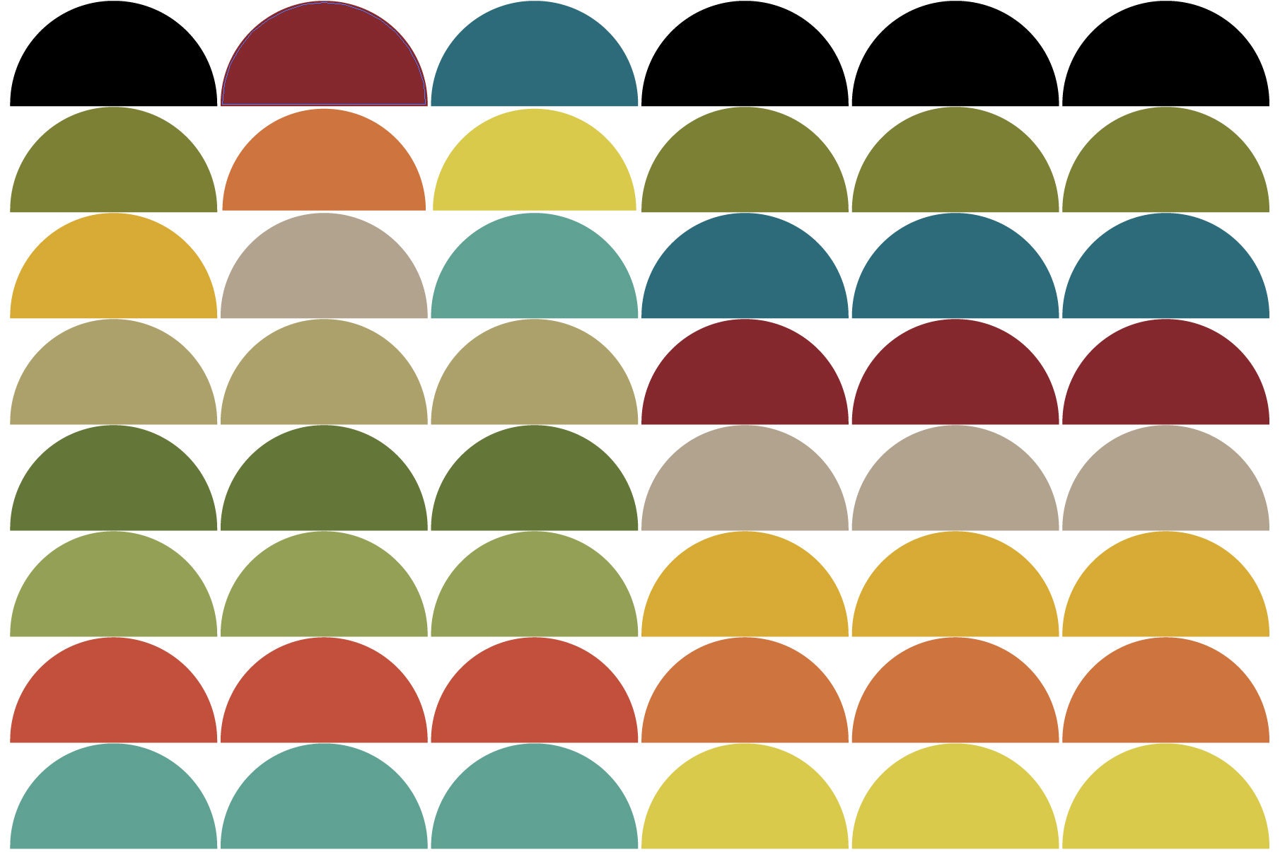 Mid Century Modern Semi Circle Wall Decals, Matte Fabric Removable and ...