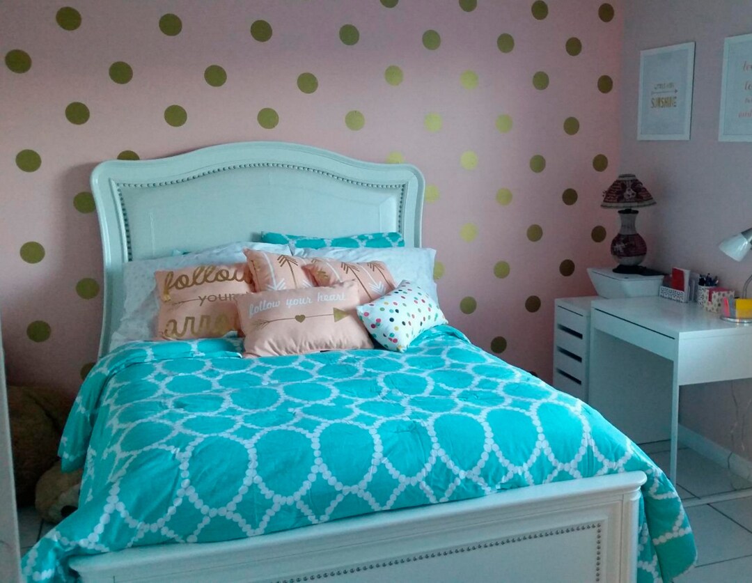 Gold Dot Wall Decals, 4 Inch Metallic Gold Polka Dots Wall Stickers ...