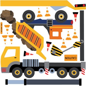 Wall Decals Construction Site Trucks & Construction Vehicles, Removable ...