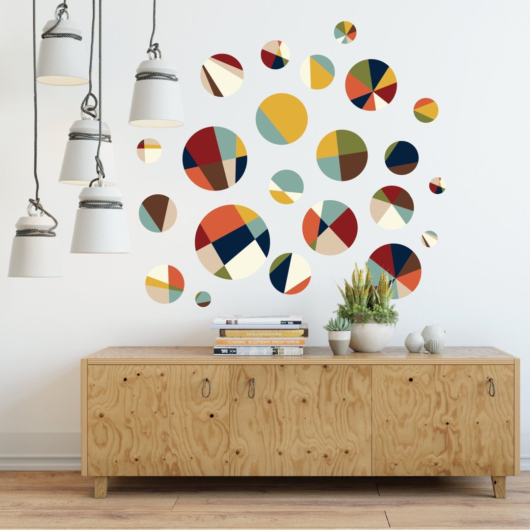 22 Mid-century Modern Geometric Dot Decals, Modern Art Decals, Wall ...