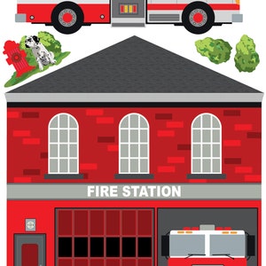 Large Fire Station Wall Decal Fire Engine Wall Sticker, Firehouse Wall ...