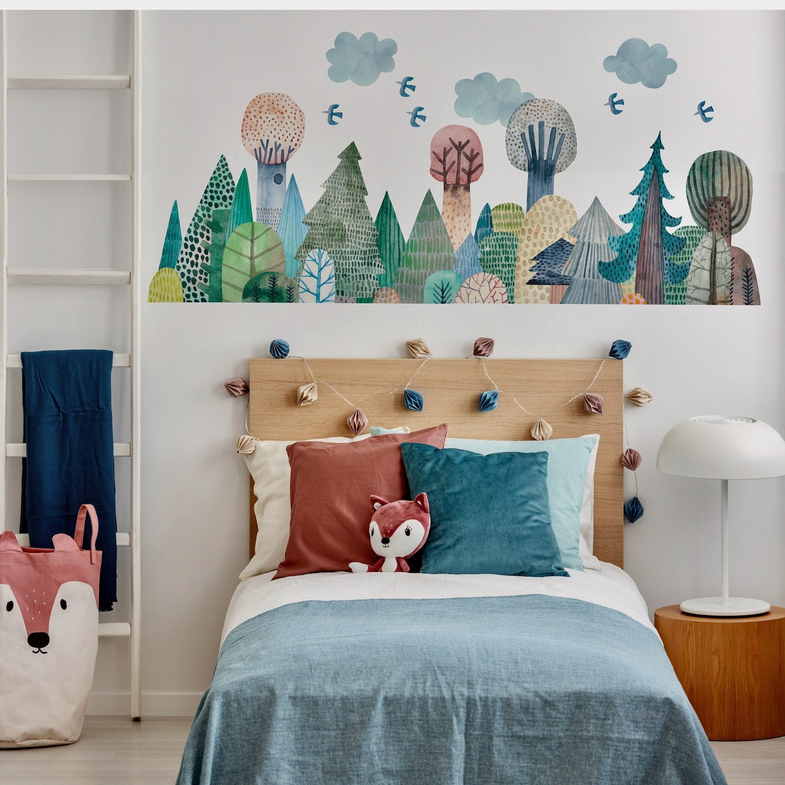 Watercolor Woodland Forest Wall Decals Woodland Scene Mural | Etsy