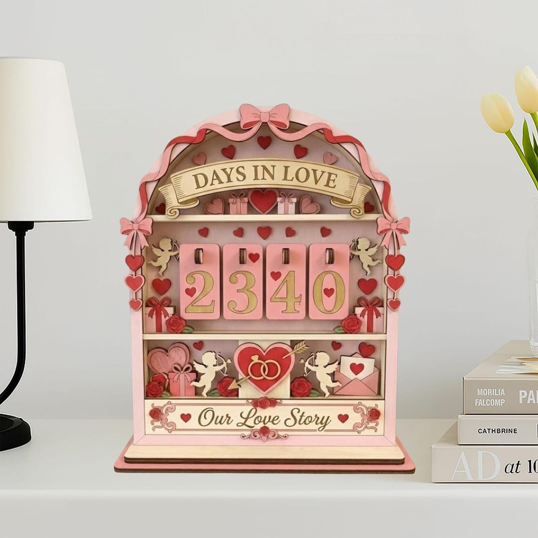 Personalized Days of Love Wooden Tracker, Valentine Love Tracker With ...