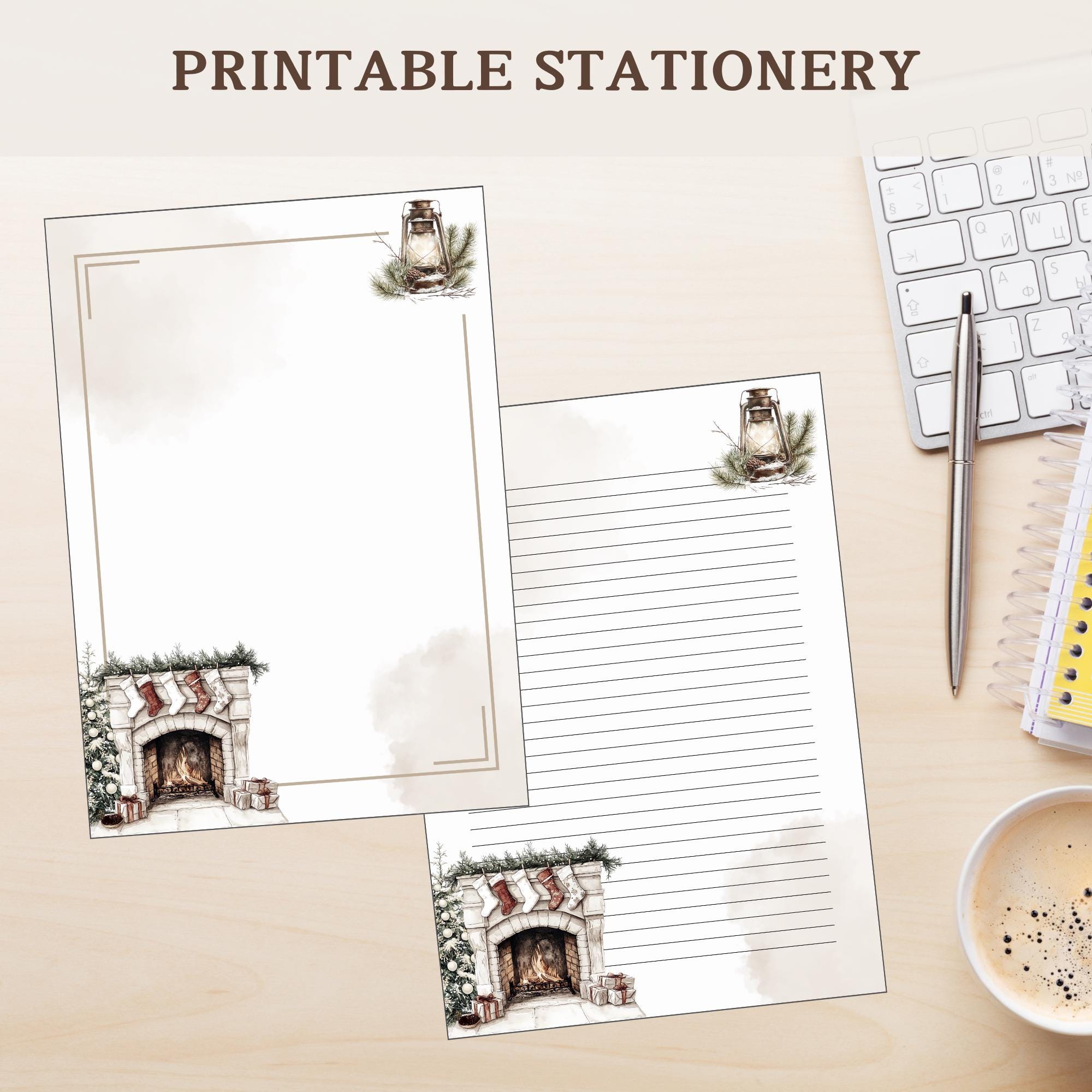 Printable Stationery, Printable Cozy Winter Writing Paper, Letter Paper ...
