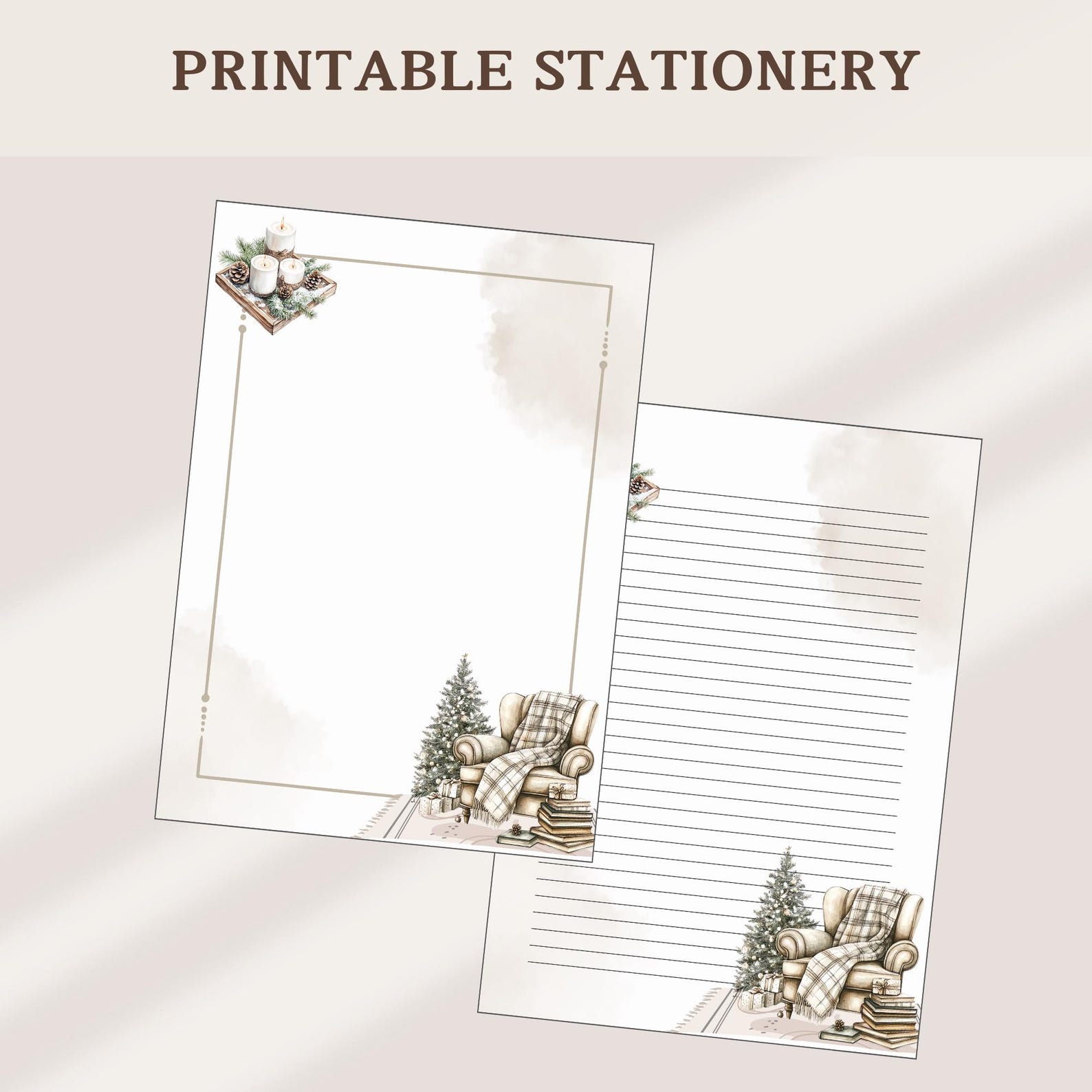 Printable Stationery, Printable Cozy Winter Writing Paper, Letter Paper ...