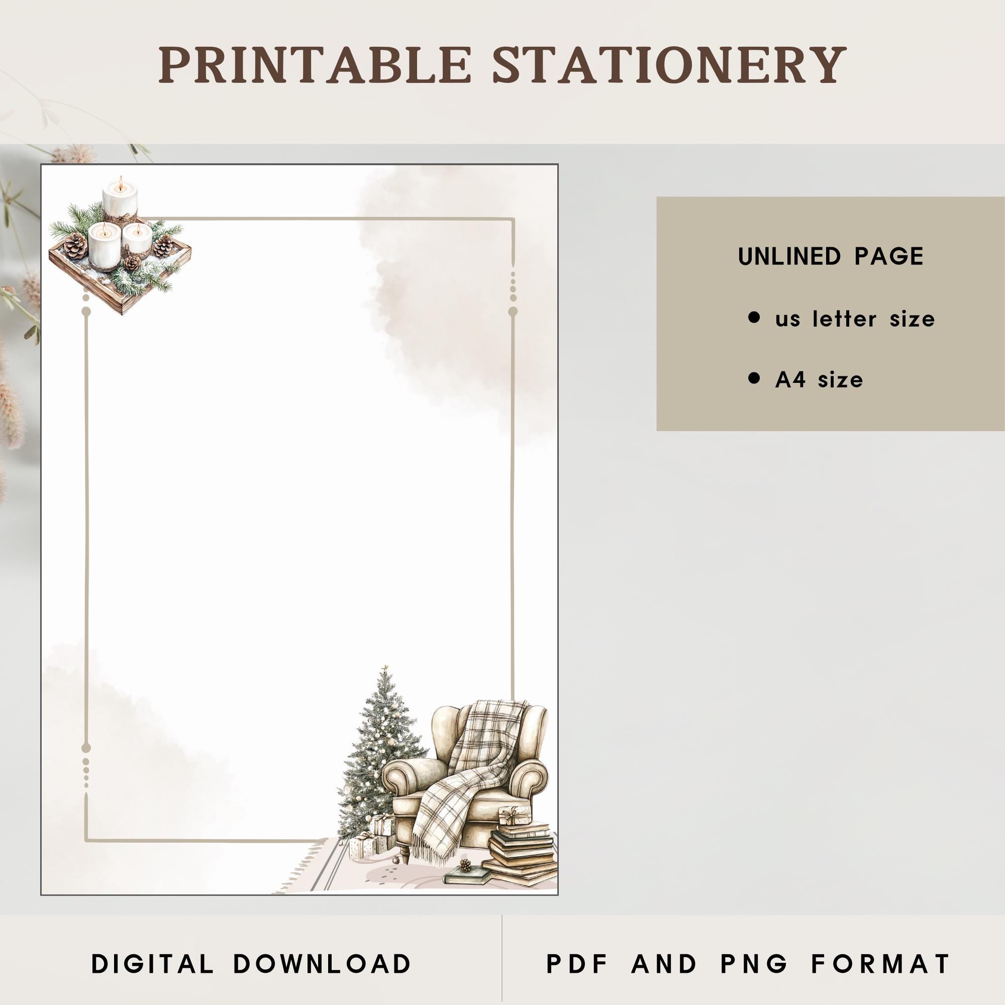 Printable Stationery, Printable Cozy Winter Writing Paper, Letter Paper ...