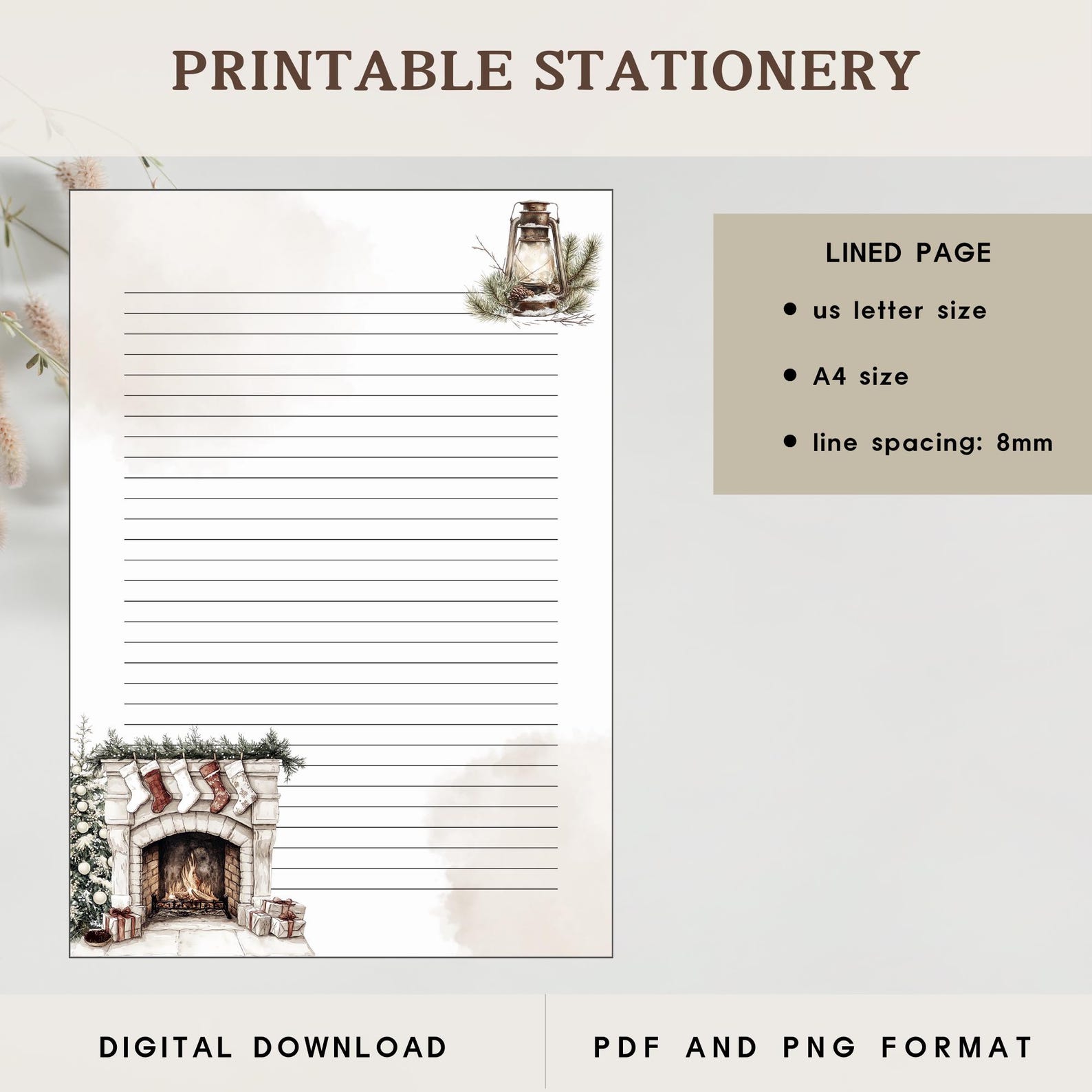 Printable Stationery, Printable Cozy Winter Writing Paper, Letter Paper ...