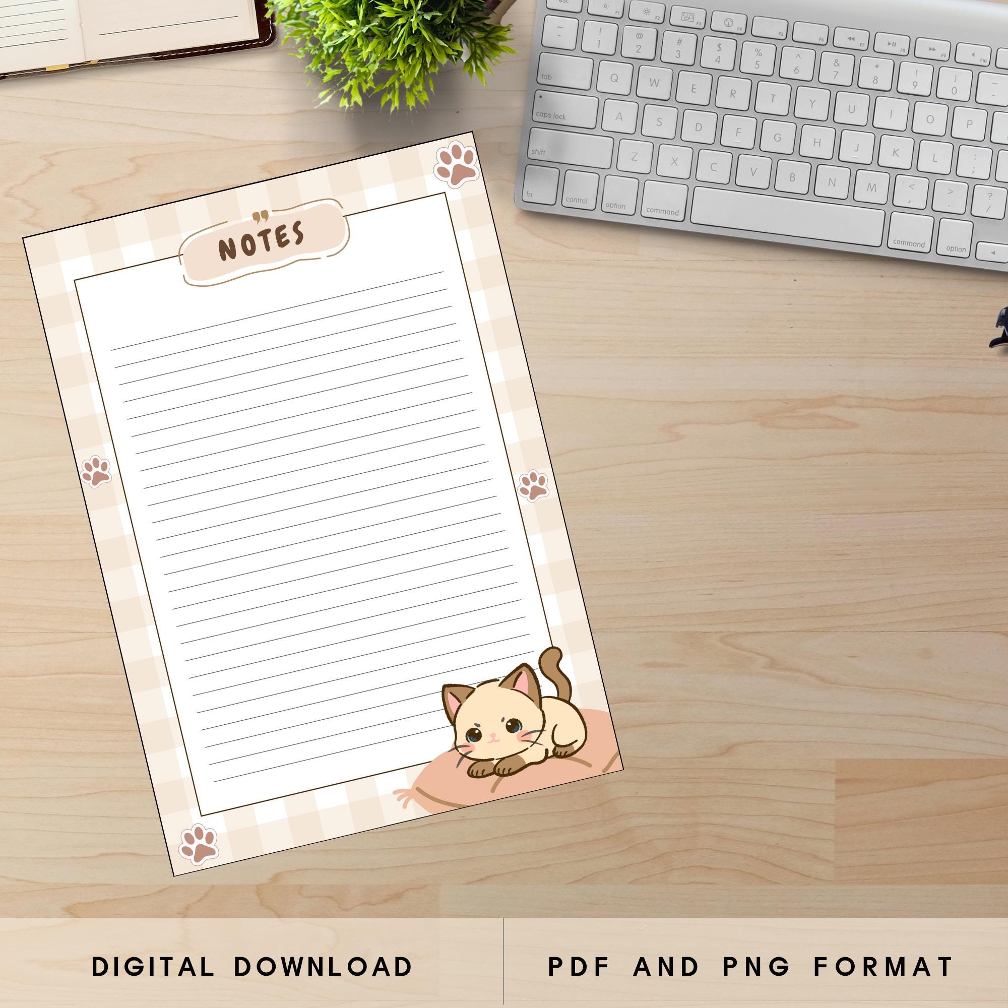 Kawaii Cats Printable Notepad, Printable Stationery, Cute Stationery ...