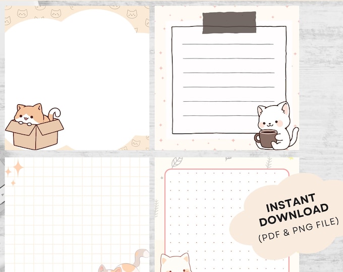 Cat Printable, Fruit Juice Cat Printable Notepad, Cute Cat Notepad ...