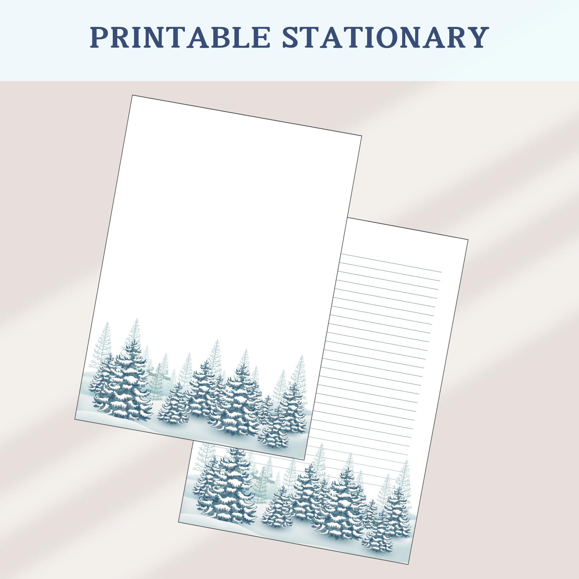Printable Stationary, Winter Forest Writing Paper, Notepad, Letter ...