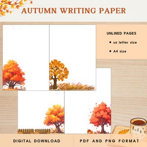 Autumn Tree Writing Paper, Printable Stationery, Autumn Stationery ...