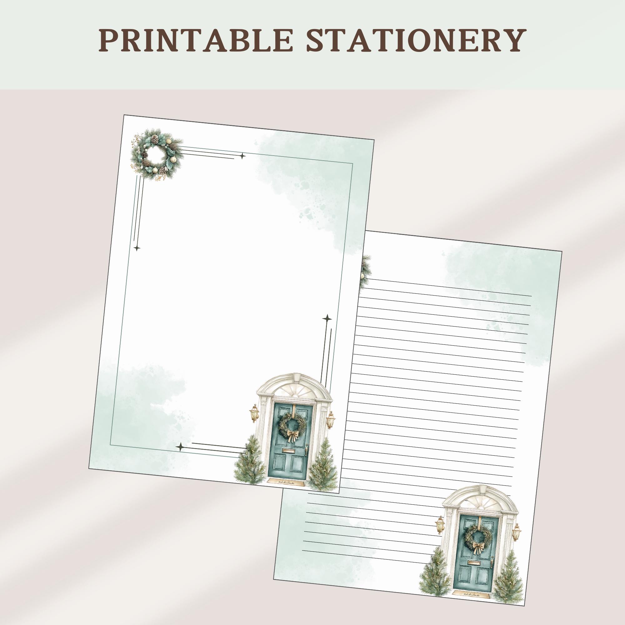 Printable Stationery, Printable Winter Emerald Writing Paper, Letter ...