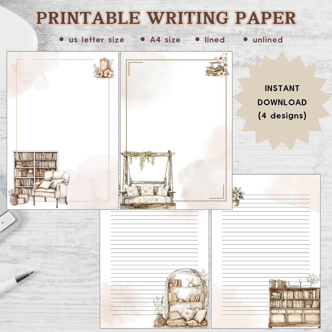 Printable Stationery, Beige Aesthetic Writing Paper, Letter Paper ...