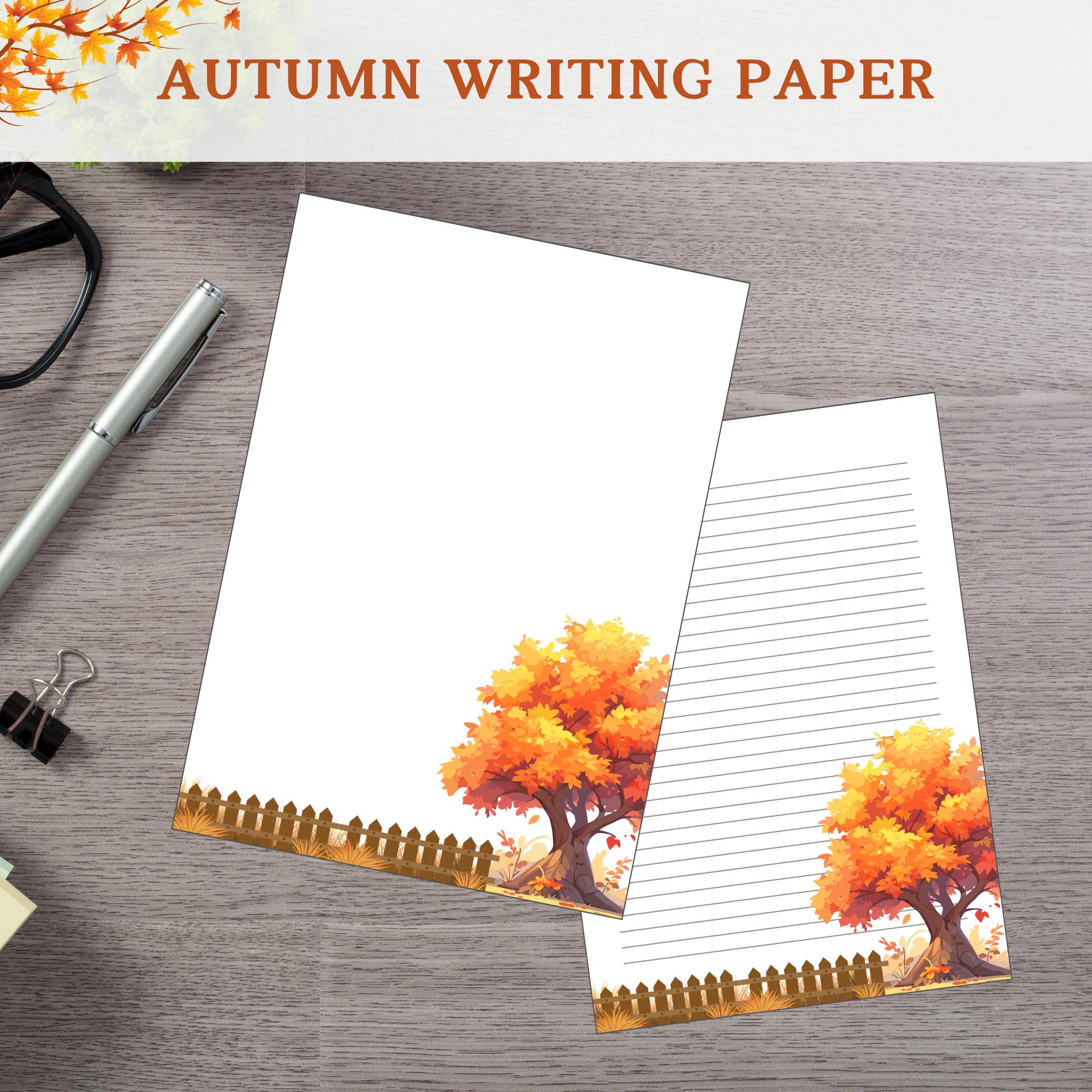 Autumn Tree Writing Paper, Printable Stationery, Autumn Stationery ...