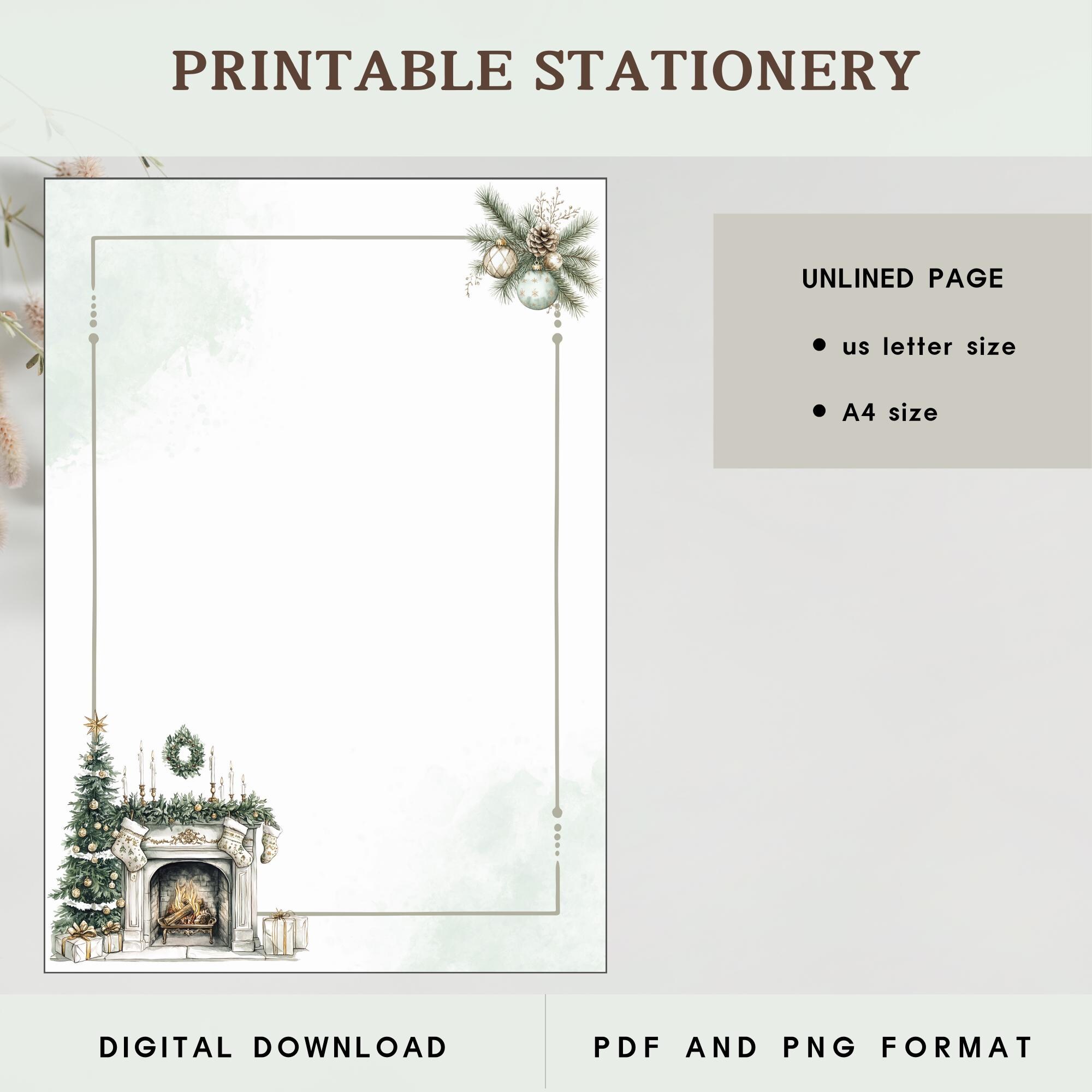 Printable Stationery, Printable Winter Emerald Writing Paper, Letter ...