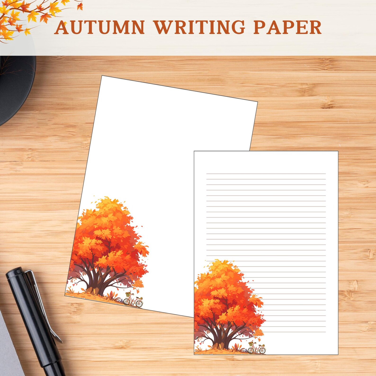 Autumn Tree Writing Paper, Printable Stationery, Autumn Stationery ...