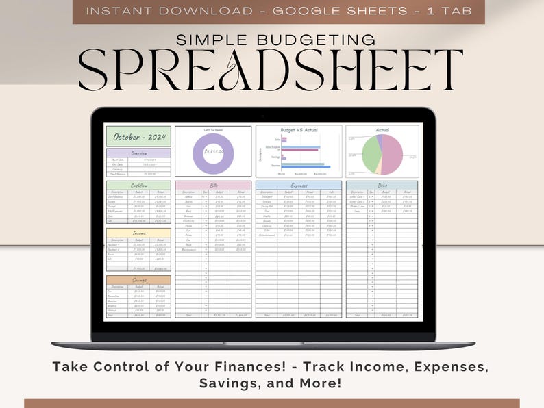 Budget Spreadsheet | Google Sheets Budget | Income and Expense Tracker ...