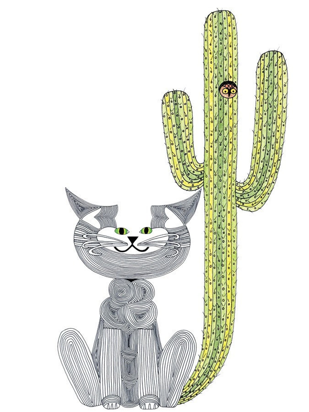 Cat Art Cards- State of Arizona C-cat Card by Beckyzimm - Etsy