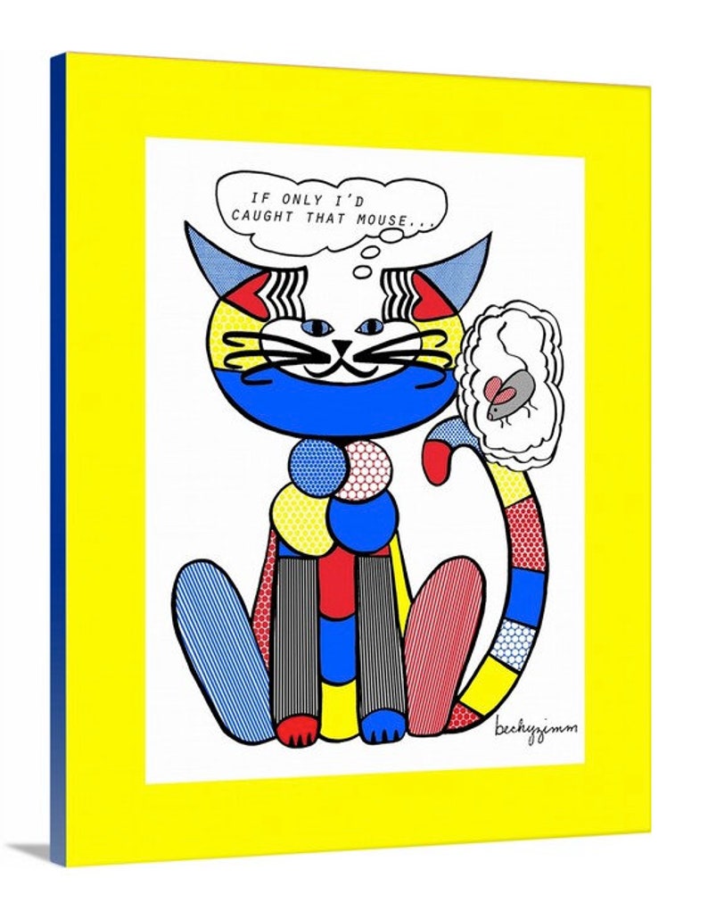 Roy Lichtenstein- Artist Cat- C-cat- Cat Art- Canvas Giclee- by ...