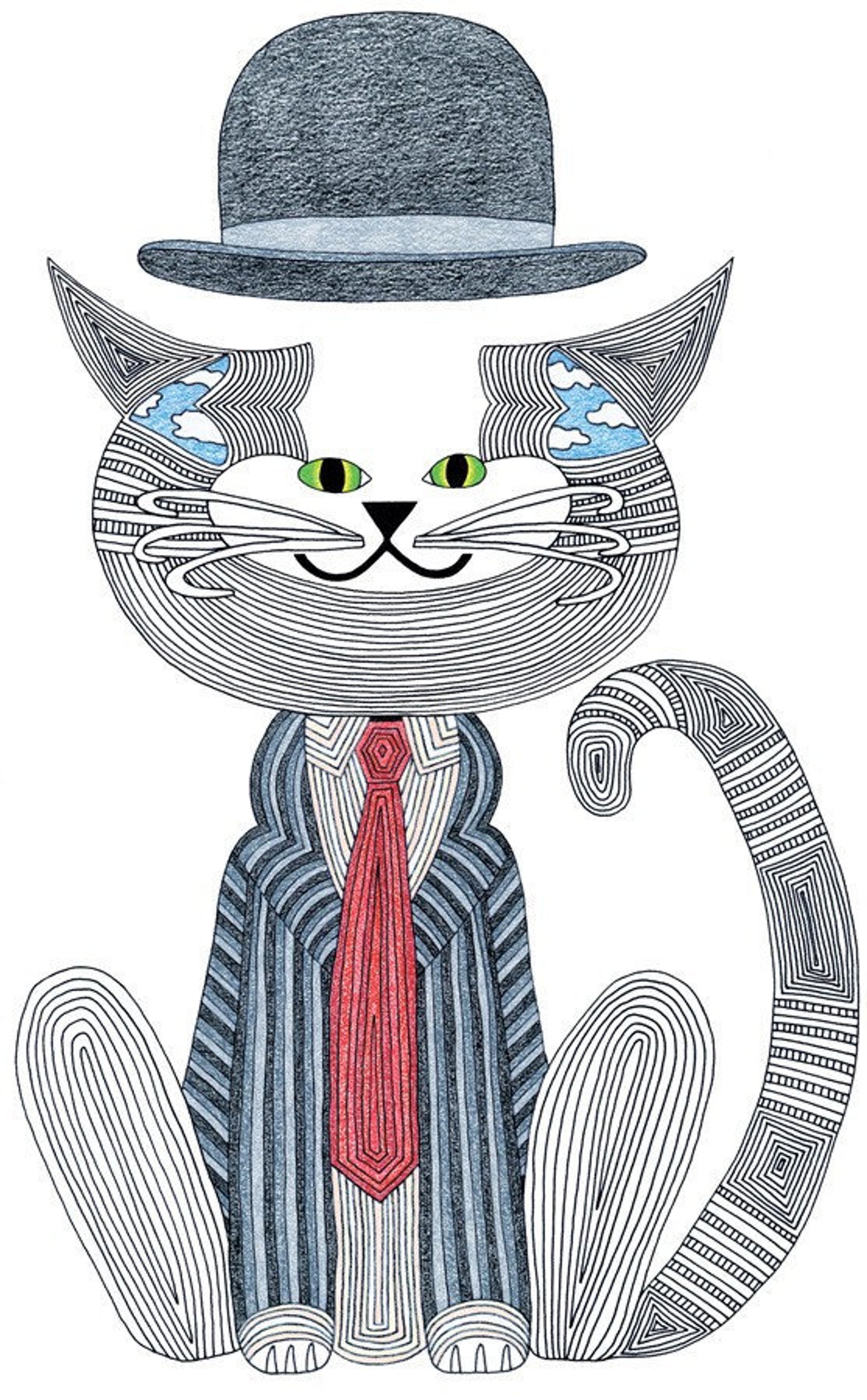 Cat Art Cards- Rene Magritte- Sir Real 5x7 Card by Beckyzimm - Etsy
