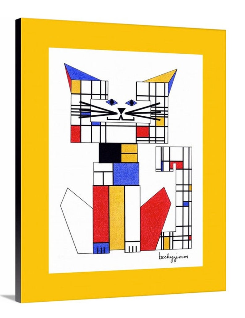 Mondrian- Artist Cat- C-cat- Cat Art- Canvas Giclee- by Beckyzimm ...