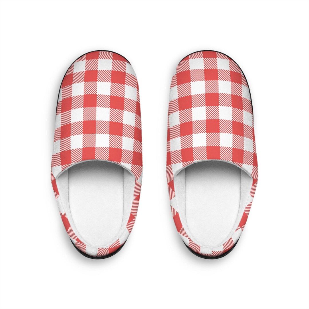 Red Plaid Indoor Slippers - Etsy