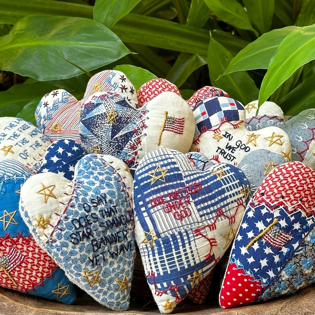 Patriotic Lavender Sachets Vintage Quilt and Antique Grain Sack Hand ...
