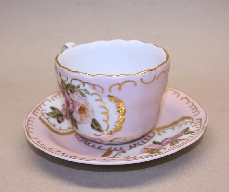 Pink Rococo Style 8 Oz. Rose Teacup and Saucer - Etsy