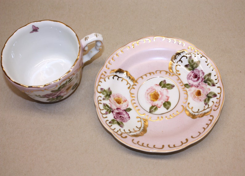 Pink Rococo Style 8 Oz. Rose Teacup and Saucer - Etsy