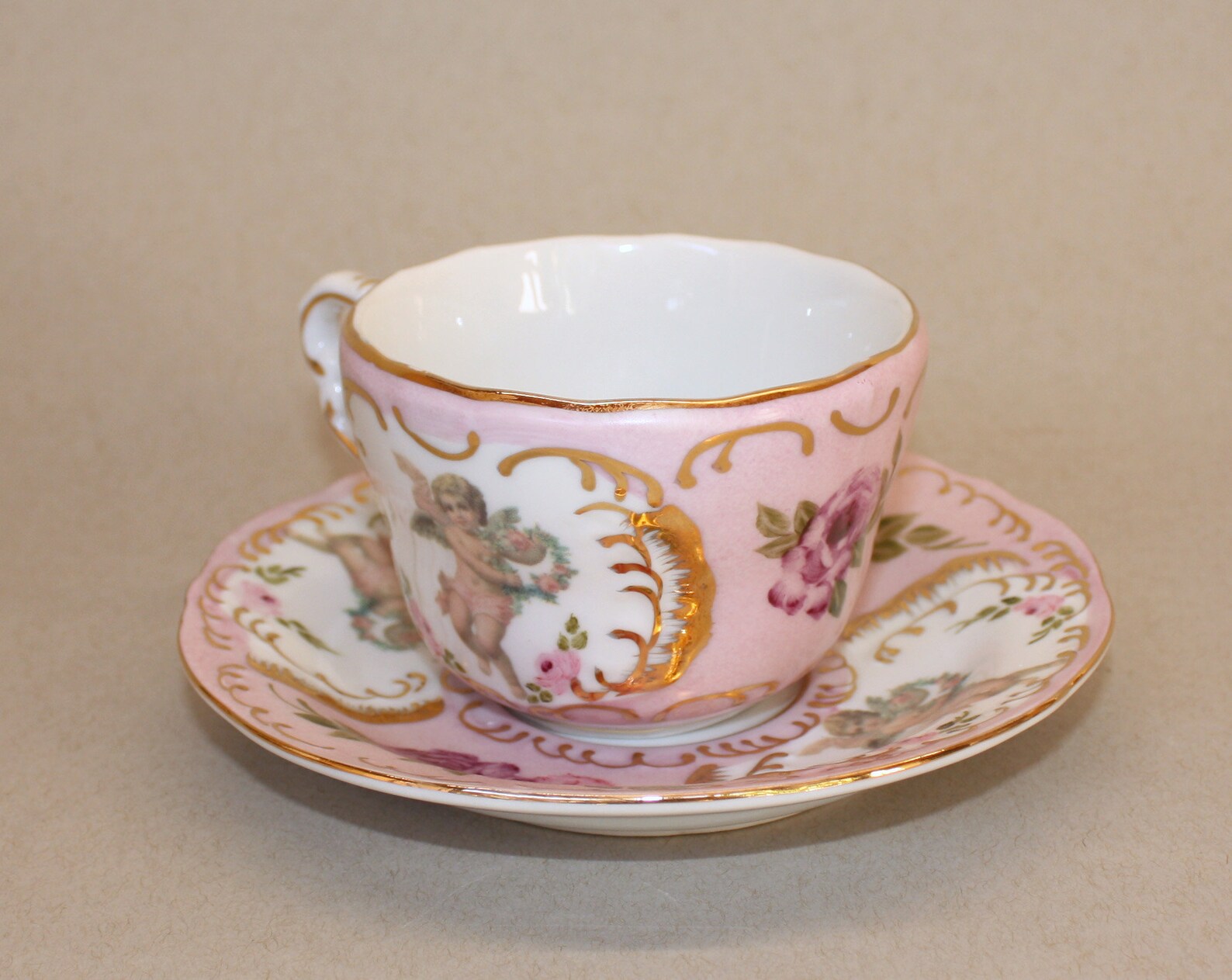 Rococo Angel and Pink Rose Tea Set - Etsy